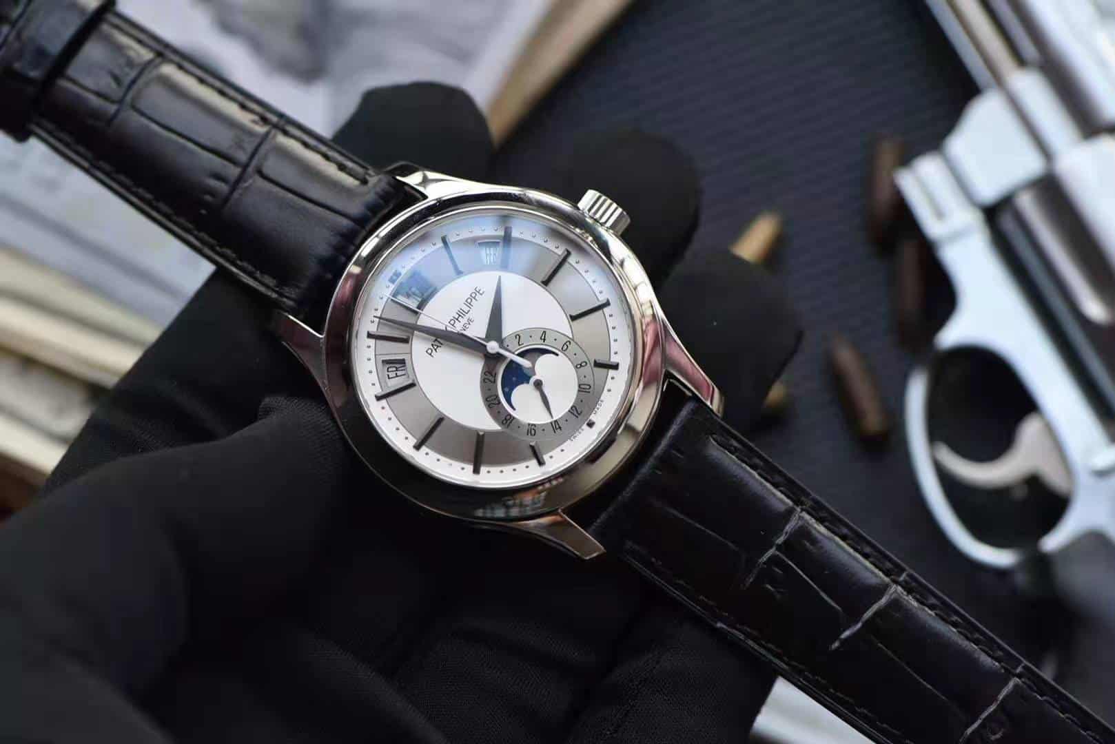GR厂 PP百达翡丽复杂功能计时系列5205G-010皮带男士正装腕表 | 阿默表行